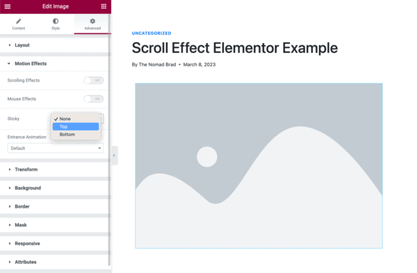 How To Create a Sticky Scrolling Effect Using Elementor - The Nomad Brad | Digital Marketing ...